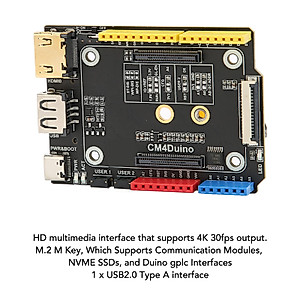 CM4 Duino Expansion Board for Raspi, 4K 30FPS Multiple Ports Stable Performance Compute Module 4 Expansion Board, Simple Install USB m Key Interface