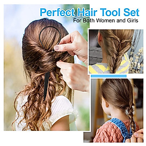 Topsy Tail Hair Tool Set by IKOCO - 400pcs Hair Bands, 2pcs Loop Styling Tools, Rat Tail Comb, (200pcs Each) Clear and Black Elastics