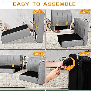 Shintenchi Upgraded Convertible Sectional Sofa Couch, 3 Seat L Shaped Sofa with High Armrest Linen Fabric Small Couch for Living Room, Apartment and Office (Grey)