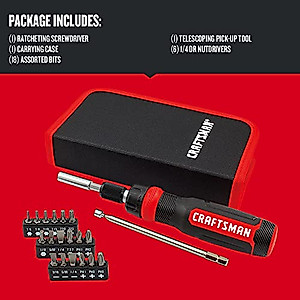 CRAFTSMAN Ratcheting Screwdriver, Multibit Set, 26-Piece (CMHT68001),Black