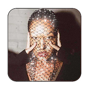 Jeweky Rhinstone Mesh Head Cover Black Rave Festival Headwear Body Accessories for Women