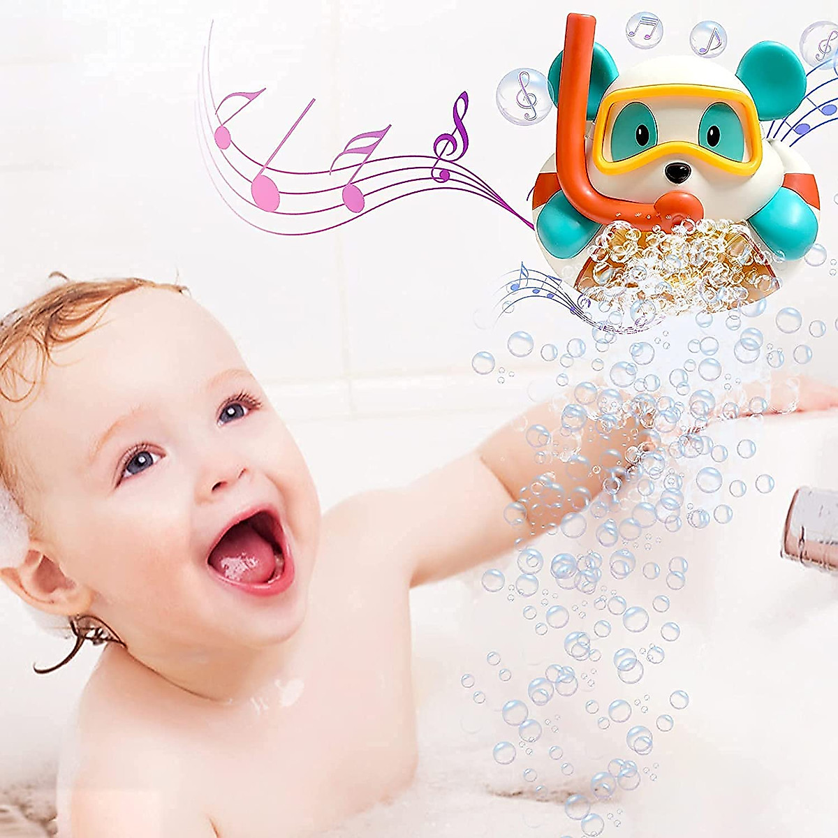 Baby Bath Toy, Automatic Bubble Blower Bubble Bath Maker for Bathtub Toys Play 12 Songs for Toddlers Baby Boys and Girls Infants Little Bear Bathtub Play, Great Gifts for Toddlers and Kids