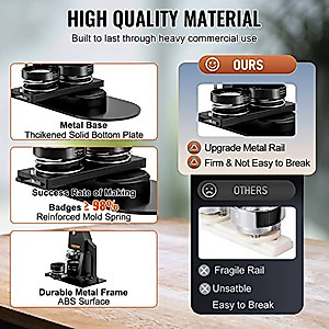 VEVOR Button Maker Machine, Multiple Sizes 1.25+2.25 Inch Badge Punch Press Kit, Children DIY Gifts Pin Maker, Button Making Supplies with 500pcs Button Parts & Circle Cutter & Magic Book