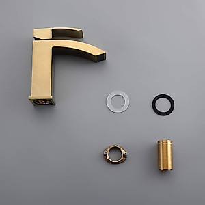 BULUXE Bathroom Sink Faucet in Brushed Gold, Contemporary Style Single Hole Single Handle Deck Mounted Gold Bathroom Faucet Solid Brass Bathroom Basin Mixer Tap cUPC Certified