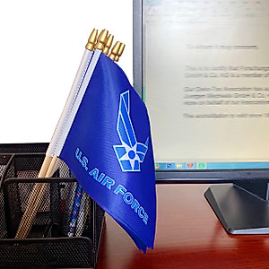 TSMD US Air Force Wings Stick Flags Small Mini Hand Held Military Flags Decorations,5x8 Inch,12 Pack