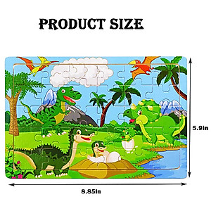 SURFCUZ Wooden Jigsaw Puzzles Set for Kids Age 3-8 Year Old 30 Piece Colorful Wooden Puzzles for Toddler Children Learning Educational Puzzles Toys for Boys and Girls (4 Puzzles)