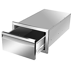 KODOM Outdoor Kitchen Drawers Stainless Steel Flush Mount BBQ Single Drawers for Outdoor Kitchen Island, or Patio Grill Station (Overall Size:14" W x 8.5" H x 23" D inch)