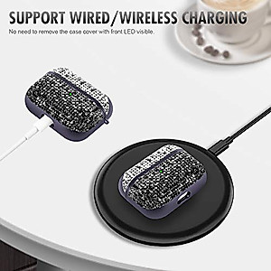 Valkit Compatible AirPods Pro Case, Glitter Diamond Shining Rhinestone AirPods Case Cover Hard Shock Proof Protective Case for Girls Women Compatible with Apple Airpods Pro Charging Case - Black