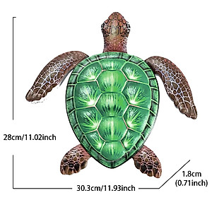 PXRJE Metal Wall Art Sea Turtle,Metal sea turtle with hook on the back，Metal Sea Turtle Wall Decoration Wall Sculpture Hanging Art,suitable for hang on your garden, yard, patio, balcony(Green)