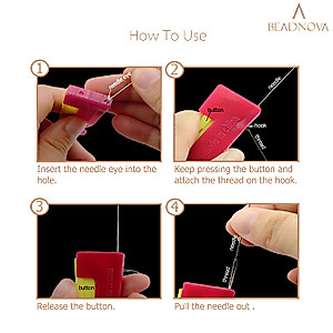 BEADNOVA Automatic Needle Threader 5 Pcs Sewing Needle Threaders Automatic Needle Threading Device for Sewing Embroidery Cross Stitch Craft Stitching Knitting Quilting