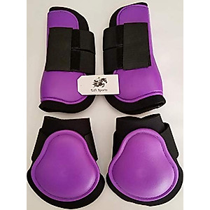 Horse Tendon & Fetlock Boots Jumping Leg Protection Boots Light Weight Support Open Front Brushing Medicine (Maroon (Set of 4))