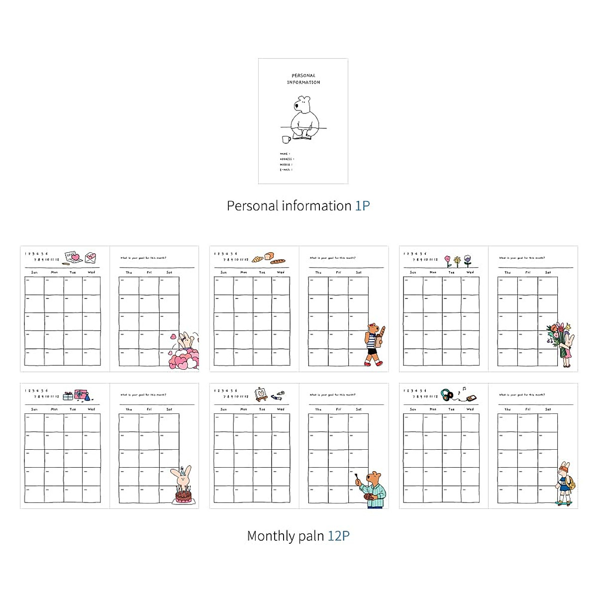 Monolike Happy and Lucky Diary 6 Month Planner, Love letter - Academic Planner, Weekly & Monthly Planner, Scheduler