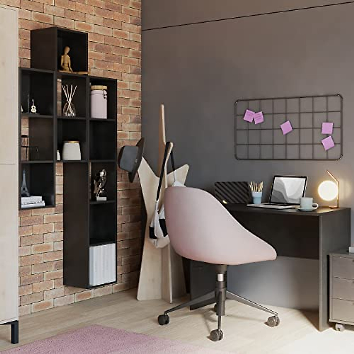 FALKK Furniture 5-Tier Shelf – Natural Wood Tall Bookshelf – Minimalist 5-Tier Bookshelf for Living Room, Office, Bedroom – Eco-Friendly Reforestation Wood Bookshelf (Black)