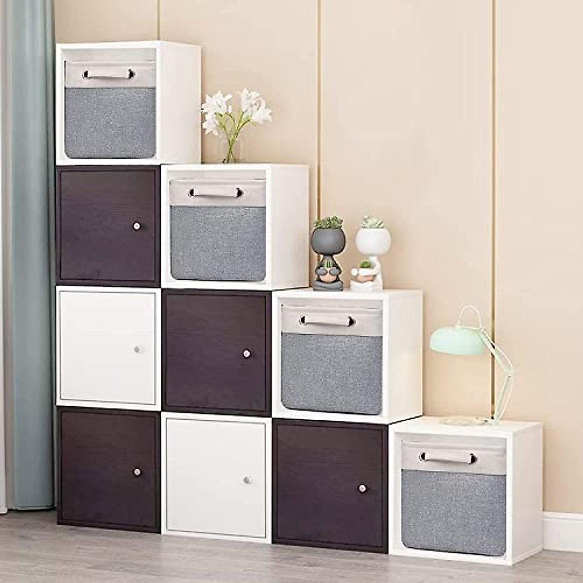 Kntiwiwo Cube Storage Bins 10.5” x 10.5 x 11” Cloth Baskets for Storage with Handles for Shelf, Closet, Nursery, Office Organizer, Set of 6