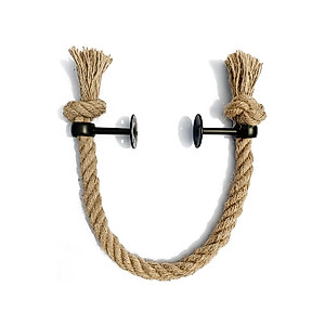 Perfeso.L 26'' Nautical Rope Towel Bar Wall Mounted Black Coastal Towel Rack Unique Knot for Nautical Bathroom Decor Bathroom Accessories Towel Holder