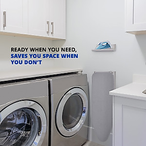 Ivation Wall-Mounted Ironing Board With Storage Shelf, Foldable 36.2” x 12.2”, Fold Down Ironing Station for Home, Apartment &, Easy-Release Lever, Removable Cotton Cover & Dorms, Hardware Included