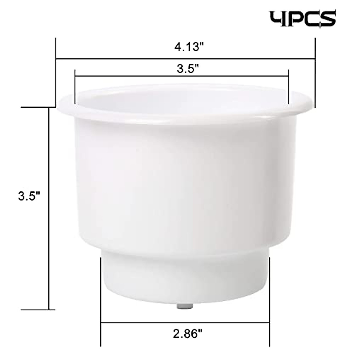 Amarine Made 4Pcs Recessed Drop in Plastic Cup Drink Can Holder with Drain for Boat Car Marine Rv (White)