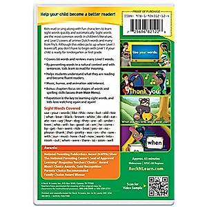 Sight Words Level 2 DVD by Rock 'N Learn: 65+ words includes all primer Dolch words and many Fry words