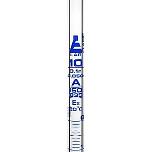 EISCO Serological Pipette, 10ml - Class A, Tolerance ±0.050ml - Blue Graduations - Color Code, Orange - Calibrated for Delivery to Jet - Borosilicate Glass