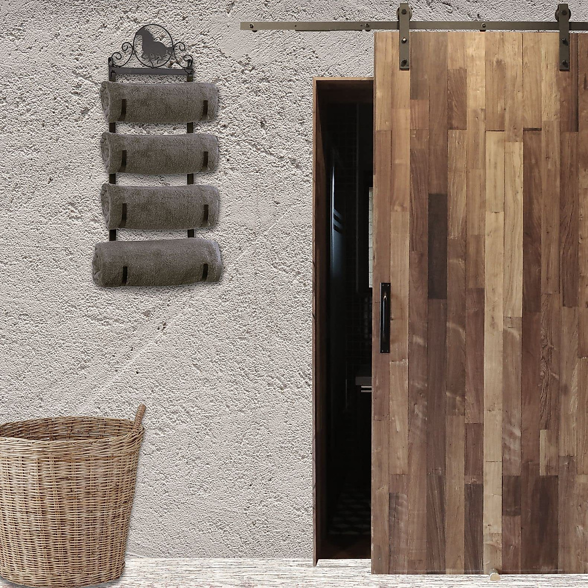 Rustic Metal Horse Towel Roll Wall Rack - Western Farmhouse Country Bathroom Décor