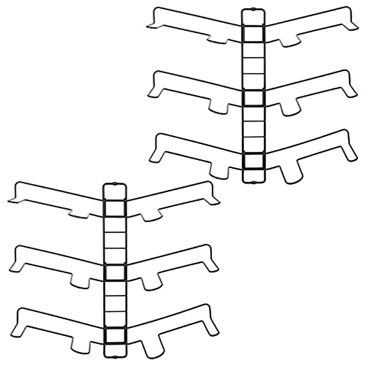 mDesign Modern Metal Shoe Organizer Display & Storage Shelf Rack - Adjustable Shelves Hang & Store Kicks, Running, Basketball, Tennis Shoes - 3 Tier, Each Wall Mount Unit Holds 6 Shoes, 2 Pack, Black