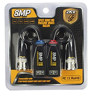 5 Pairs 8MP/4K Passive HD BNC Video Balun Transceiver Transmitter Via UTP RJ45 Cable AHD/TVI/CVI/CVBS Cable Connectors for 720P/960P/1080P/3MP/5MP/8MP CCTV Security Cameras