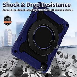 ROISKIN for iPad Air 5th 4th Generation Case 10.9 inch and iPad Pro 11 inch Case 4th 3rd 2nd 1st Gen for Kids (Without Screen Protector), 360 Kickstand Handle Shoulder Strap Case