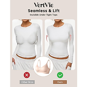 Vertvie Womens Seamless Bra No Underwire Comfort Push Up Bras Buttery Soft Wireless Bralette Full Coverage Sport Everyday Bra(Skin,Medium)