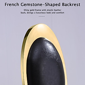 Asday Classic King Louis Black Faux Leather Upholstered Dining Chairs, Luxurious Dining Chairs with Polished Gold Oval Back and Mid-Century Modern Legs (Set of 12)