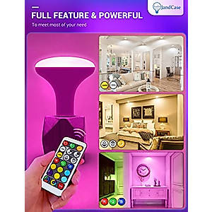 JandCase Color Changing Flood Light Bulbs[4 Pack], BR30 Colored Light Bulbs with Remote Control,10W Equivalent 100W,E26 Multi-Color LED Recessed Light Bulb for Christmas,Party,Ceiling