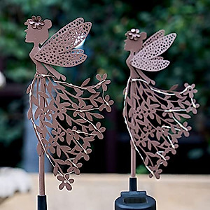 TSTGEE Solar Outdoor Lights Decorative 2 Pack Metal Fairy Stake Solar Lights Outdoor Garden Waterproof for Lawn,Patio,Yard Solar Fairy Stake,Garden Gift
