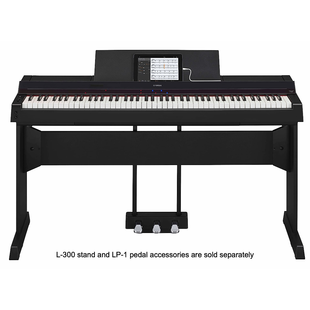 Yamaha PS500 88-key Smart Digital Piano w/Stream Lights Technology, PA500C Power Adapter and FC4A Sustain Pedal, Black