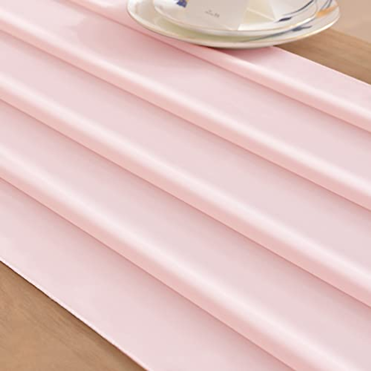Socomi 14ft Blushing Pink Chiffon Table Runner 29x170 Inches Sheer Wedding Runner Romantic Rustic Table Runner for Christmas Baby Shower