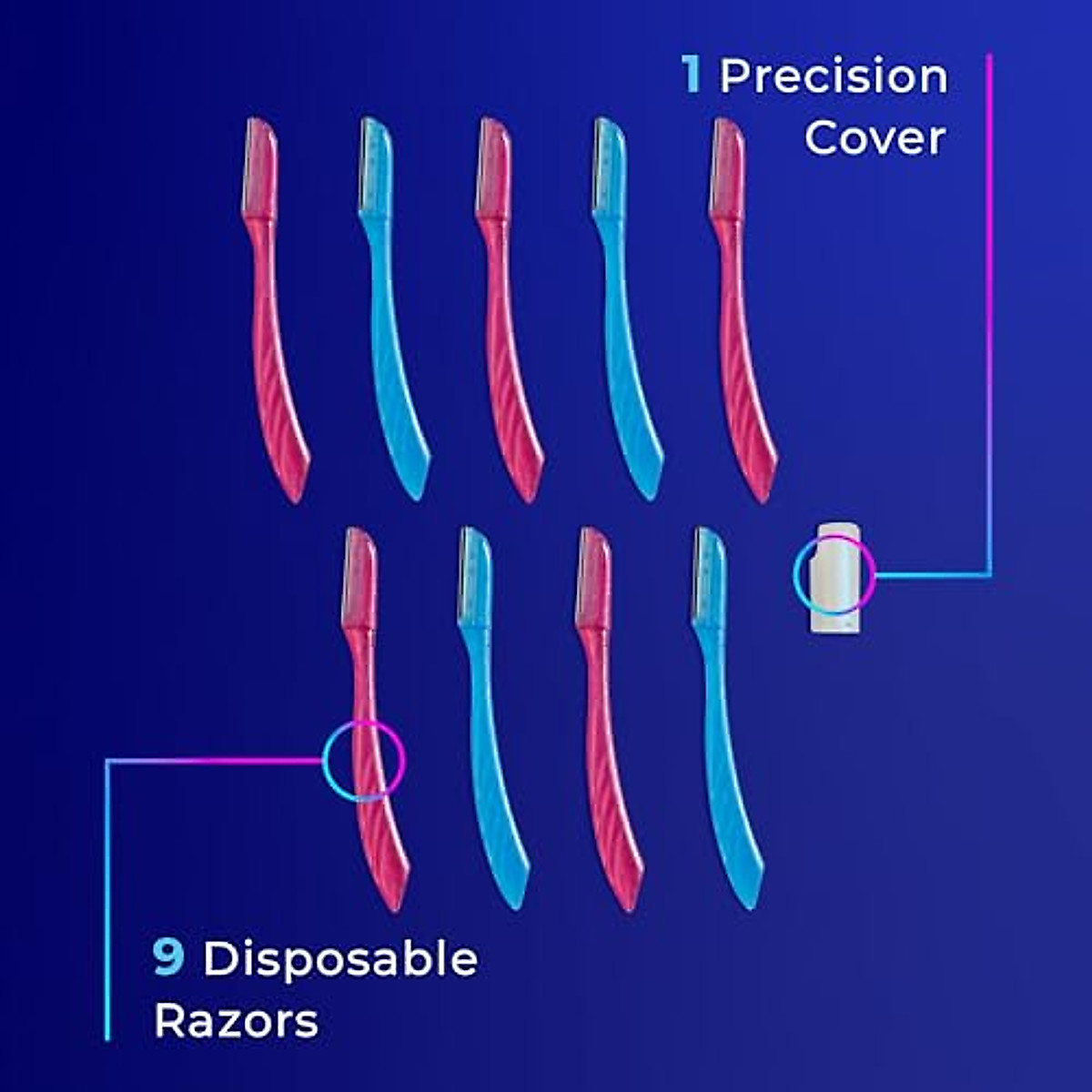 Schick Hydro Silk Touch-Up Dermaplaning Tool with Precision Cover, 9ct | Dermaplane Razor, Face Razors for Women, Eyebrow Razor, Facial Razor, Dermaplaning Razor, Womens Face Razor Peach Fuzz Remover