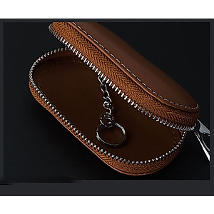 Acrecean Leather Car Key Case, Car Smart Key Chain Protector for Car Key Case Holder with Metal Hook, Car Remote Case with Zipper