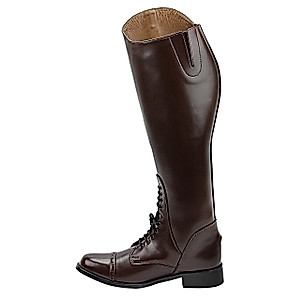 Hispar Women Ladies GRANDUER Pull On Leather English Field Boots Horse Back Riding Equestrian - Brown 7 WIDE CALF