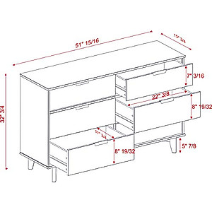 Home Accent Furnishings Transitional Farmhouse Framed 6-Drawer Dresser with Cup Handles - Caramel