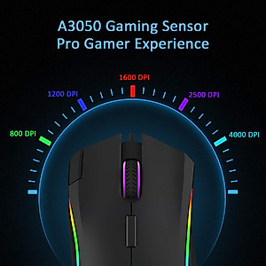 DeLUX Wired RGB Gaming Mouse - 24000 DPI, 7 Programmable Buttons, On-Board Pro Game Software - Ergonomic Mouse for PC, Laptop (M625BU(3360)-Black)