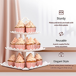 NWK 5 Piece Cake Stand Set with 2 x Large 3-Tier Cupcake Stands, 3 x Appetizer Trays, for Wedding Birthday Baby Shower Tea Party Decorations