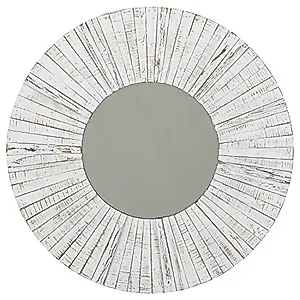 Amazon Brand – Stone & Beam Driftwood Mirror, 36" H, Distressed White