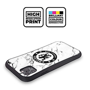 Head Case Designs Officially Licensed Chelsea Football Club White Marble Crest Hybrid Case Compatible with Apple iPhone 15