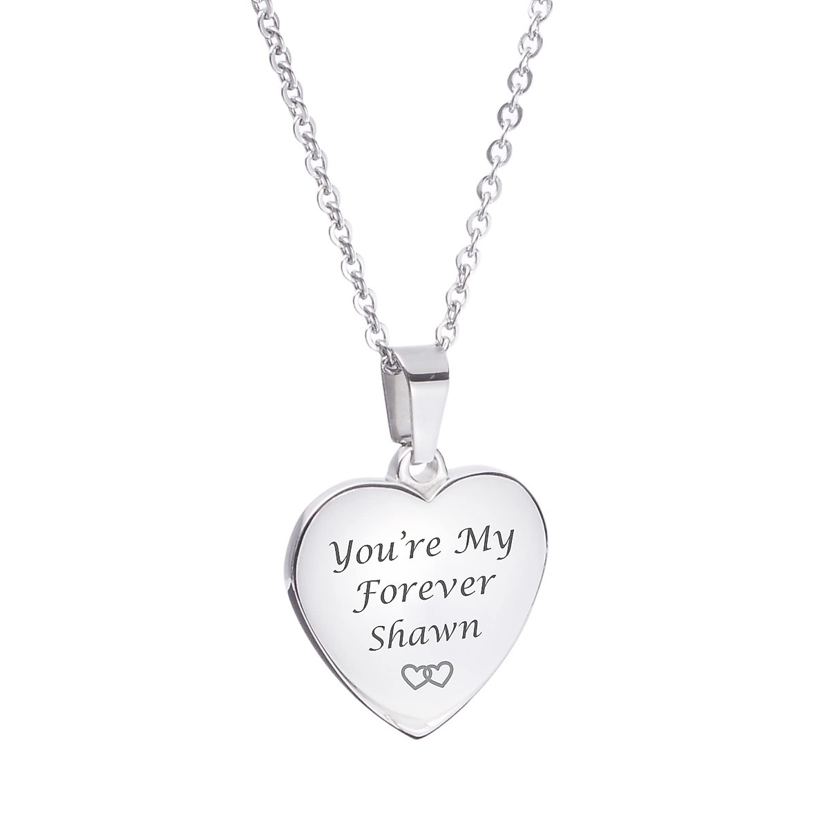 Personalized Silver Heart Necklace Pendant Custom Engraved Free