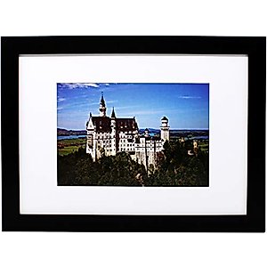 A4 Black Wood 21 x 29.7 cm Picture Frame with 13.8x20cm Mat - Includes Hanging Hardware and Easel - Real Glass - Horizontal and Vertical for Wall or Tabletop - International Size - 8.3x11.7 Inch