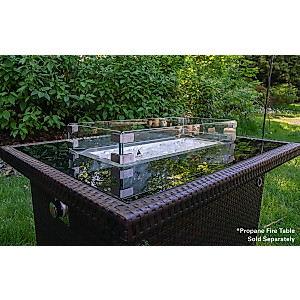 Outland Fire Table 3 Piece Rectangle Accessory Set - Tempered Glass Lid Insert, Tempered Glass Wind Guard Fence and Water Resistant Durable Cover for Series 401/403 Outdoor Propane Fire Pit Tables
