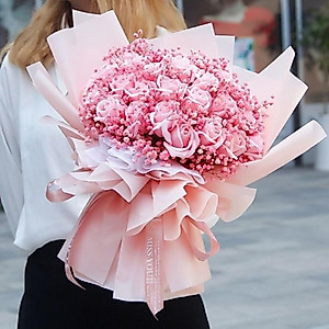 20 Pcs Double Sided Color Flower Wrapping Paper,Waterproof Valentine's Day Bouquet Wrapping Paper 23x23Inch Used for DIY Crafts, Gift Packaging, Flower Shop Bouquet Packaging (pink)