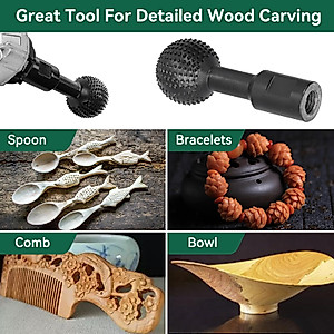 Agatige Ball Grinding Head, 5/8‑11in Wood Carving Burrs Carbon Steel Sphere Rotary Burr Ball Gouge Grinding Head Woodworking Attachment Tool for Wood Carving Grinding Polishing Engraving