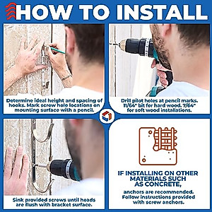 Never Rust Pool Pole Hangers - 2 ProTuff Heavy Duty Double Hooks w/Unlimited Free Replacements - Ideal Pool Fence Hooks for Pool Equipment, Brush, Vacuum Hose, Skimmer & Garden Tool Organizer