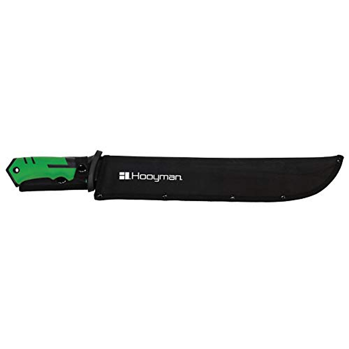 Hooyman Bush Machete with Heavy Duty Construction, Ergonomic No-Slip Handle and Belt Sheath for Gardening, Land Management, Bushcraft, Hunting and Outdoor , Black/Green