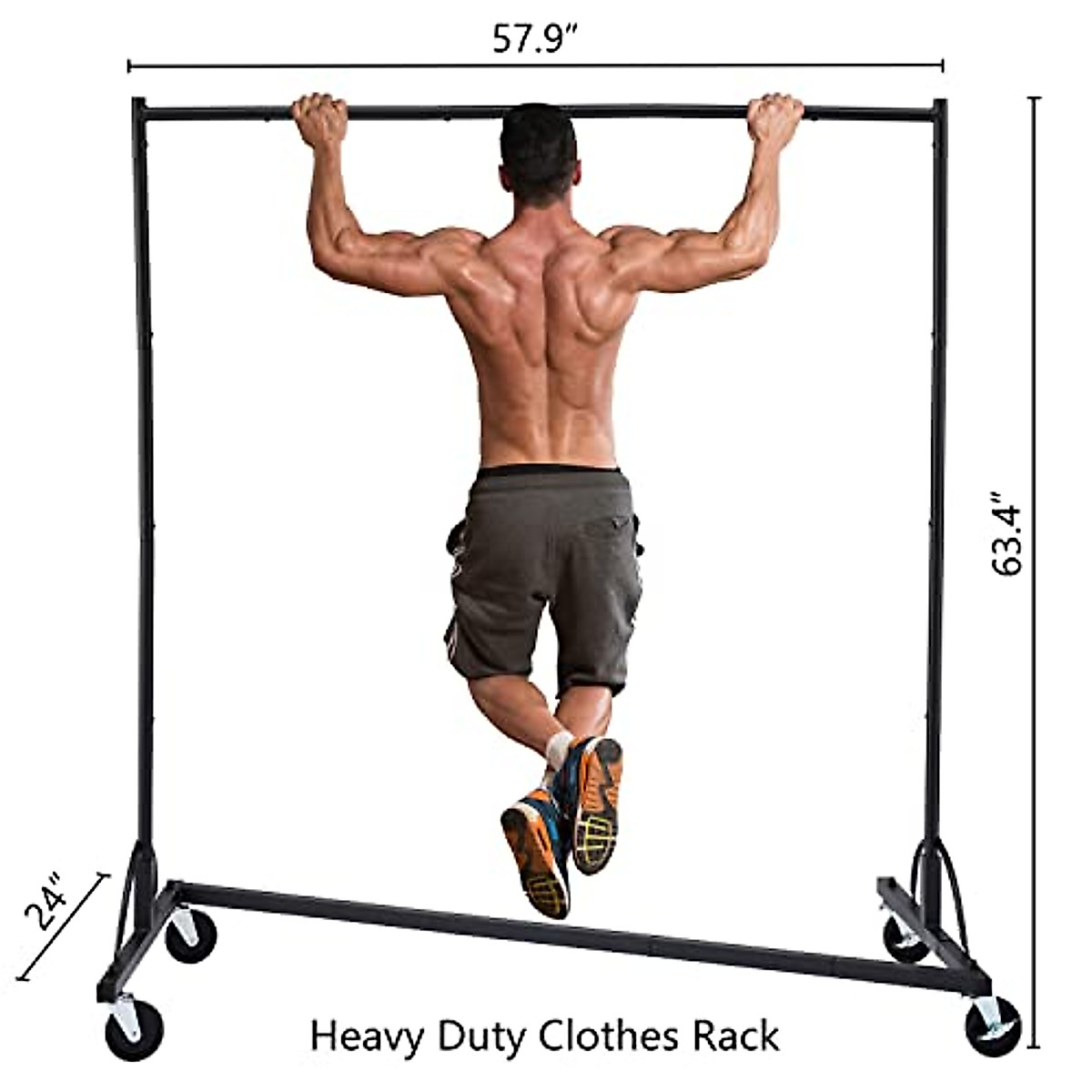 Hoctieon Z Rack,Rolling Clothing Racks with Z-Base,Heavy Duty Garment Rack,Clothes Rack On Wheels With Brakes,Sturdy Metal Hanging Holder,Clothes Organizer Rack - Black