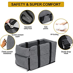 Palopalo Dog Car Seat for Small Dog, Center Console Dog Car Seat for Small Pets Up to 12 Lbs, Fully Detachable and Washable Dog CarSeat with Safet Tethers, Dog Booster Car Seat with Storage Pocket